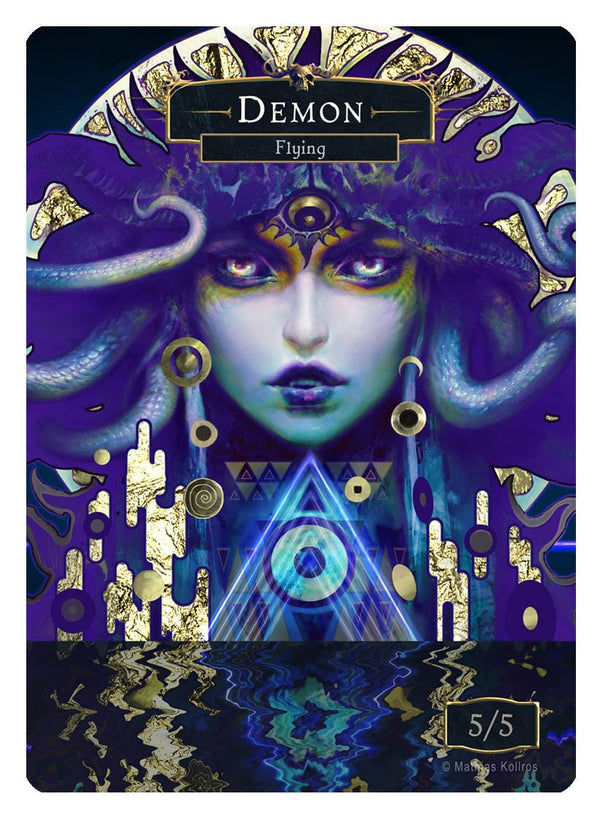 Demon Token (5/5 - Flying) by Mathias Kollros - Original Magic Art