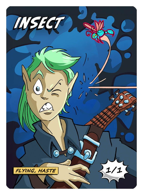 Insect Token (1/1 - Flying, Haste) by Phil Foglio - Original Magic Art