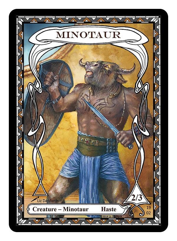 Minotaur Token (2/3) by Liz Danforth - Original Magic Art