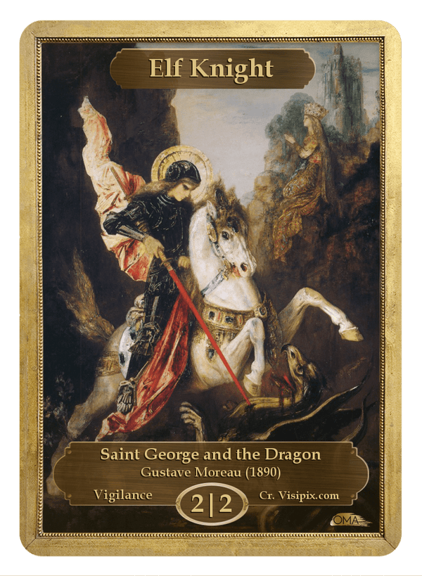 Elf Knight Token (2/2 - Vigilance) by Gustave Moreau - Original Magic Art