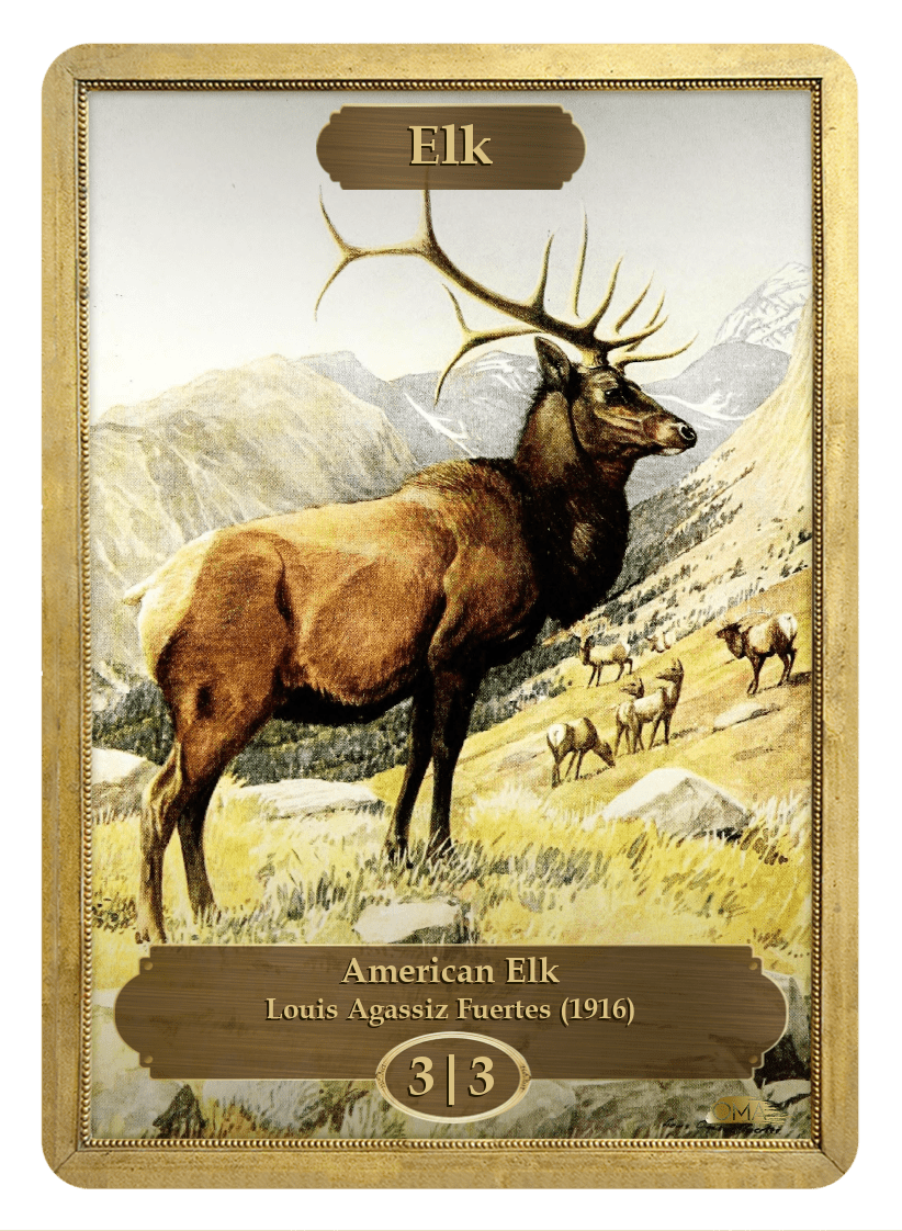 Elk Token (3/3) by Louis Agassiz Fuertes - Original Magic Art