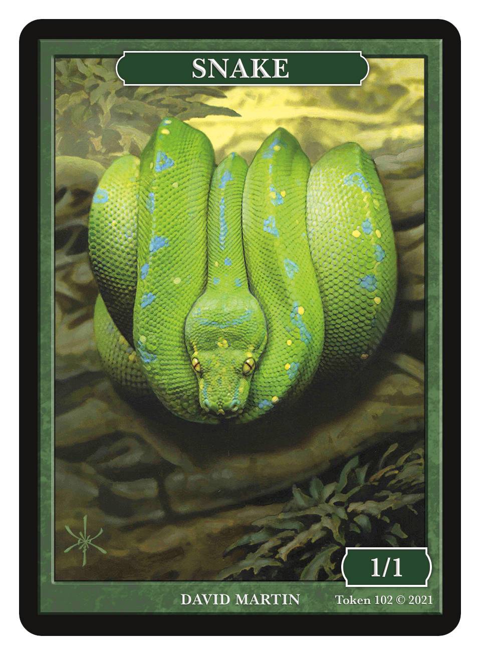 Snake Token (1/1) by David Martin - Original Magic Art