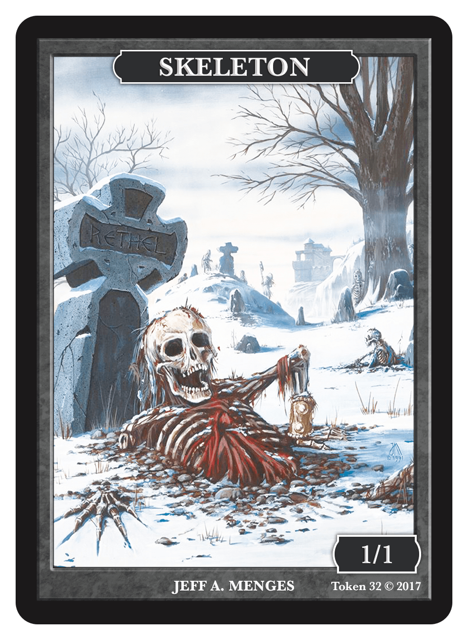 Skeleton Token (1/1) by Jeff A. Menges - Original Magic Art