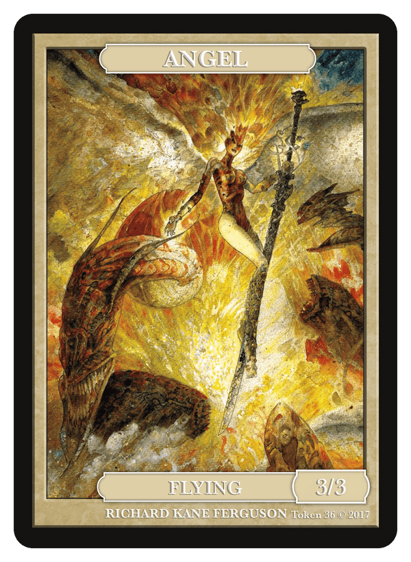 Angel Token (3/3 - Flying) by Richard Kane Ferguson - Original Magic Art