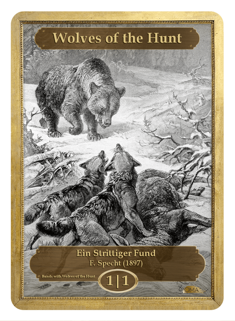 Wolves of the Hunt Token (1/1) by F. Specht - Original Magic Art