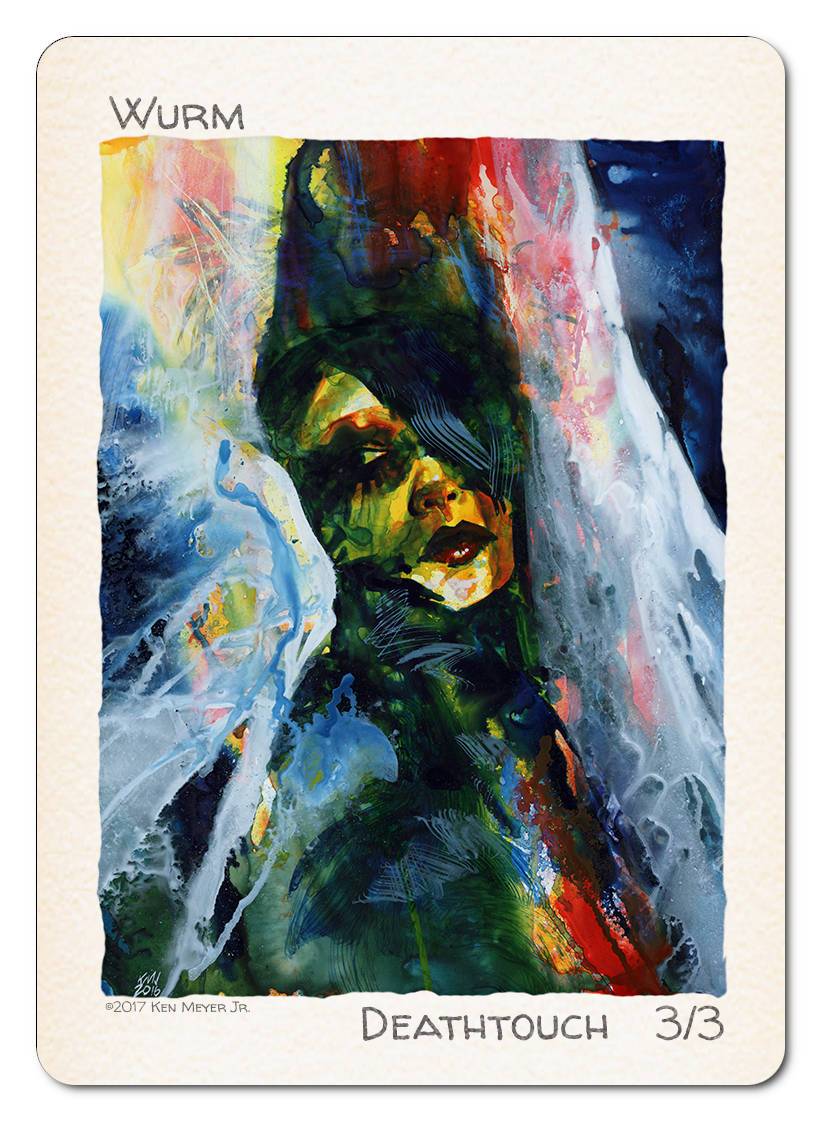 Wurm Token (3/3 - Deathtouch) by Ken Meyer Jr. - Original Magic Art