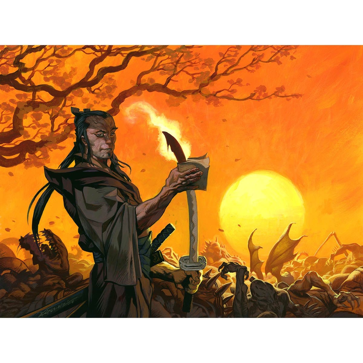 Christopher Moeller Tagged "Human Samurai" - Original Magic Art